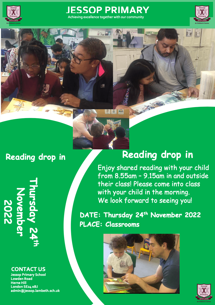 Parent Reading Drop In - 24th November 2022 - Jessop Primary