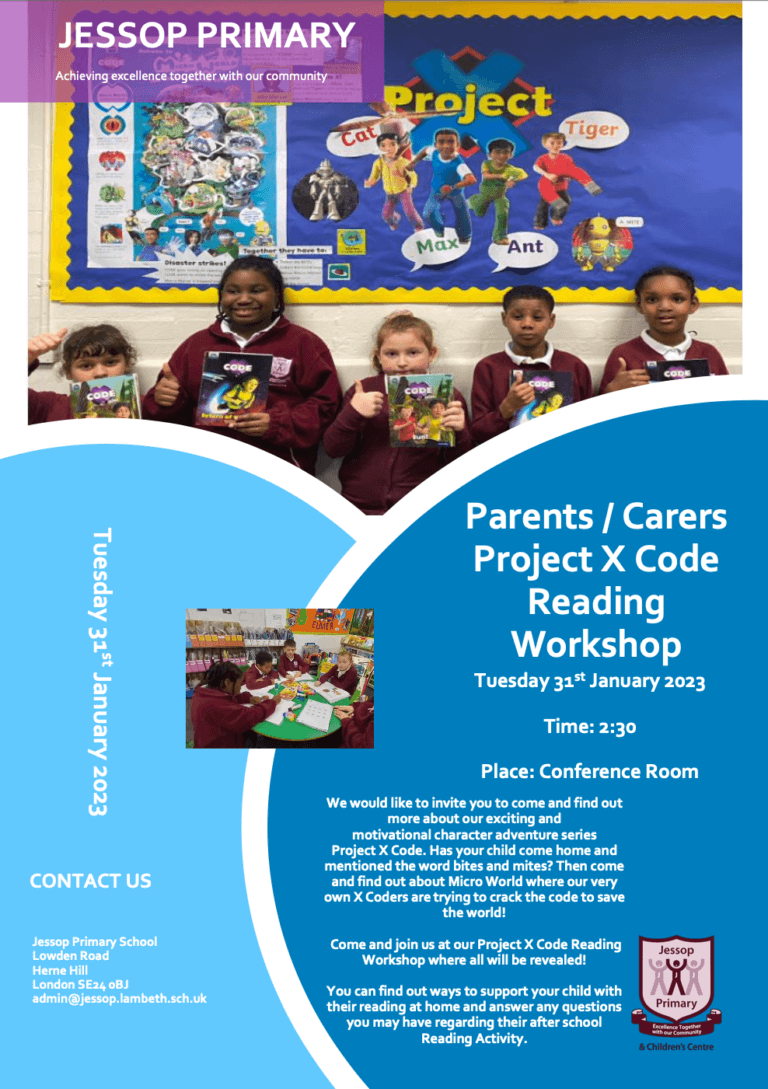 Project X Code Parents Workshop Flyer - Jessop Primary
