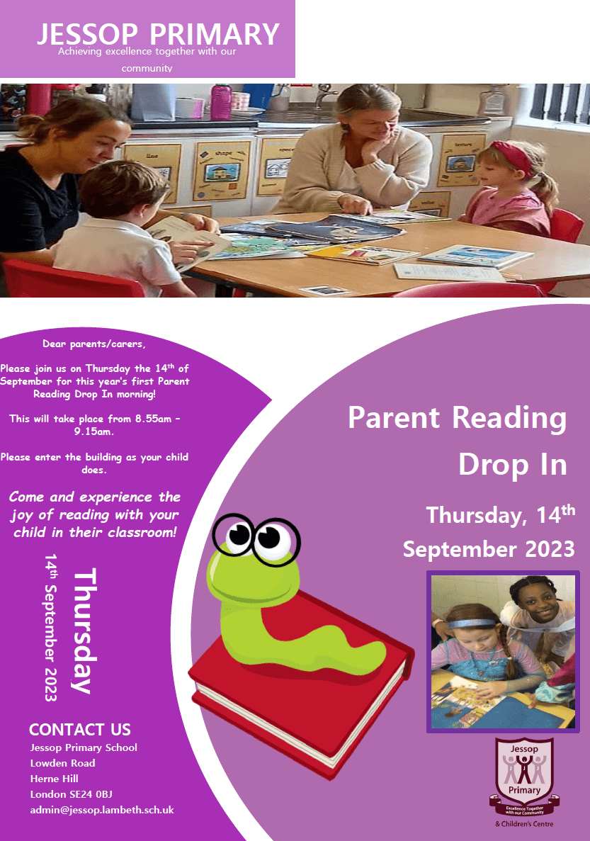Parent Reading Drop In Flyer - 14th September 2023 - Jessop Primary